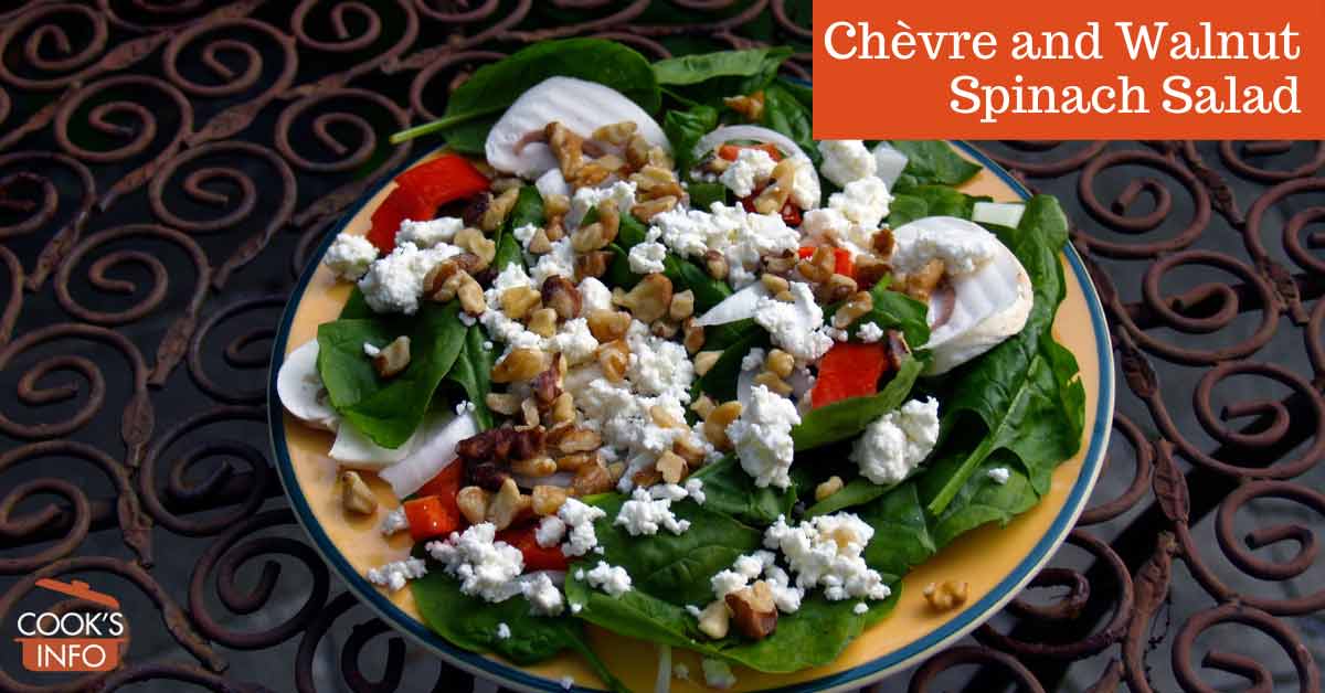 Chèvre and Walnut Spinach Salad - CooksInfo